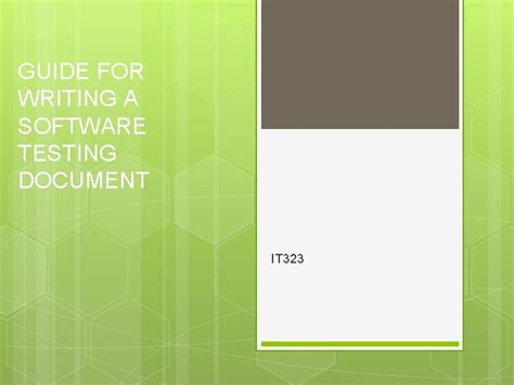 Guide For Writing A Software Testing Document It