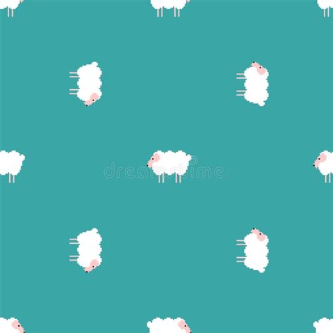 Sheep Pixel Art Pattern Seamless Lamb 8 Bit Background Stock Vector
