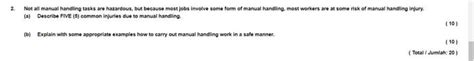 Solved 2 Not All Manual Handling Tasks Are Hazardous But Chegg