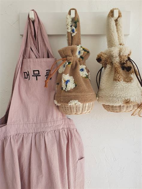 라탄 뽀글이 가방 곰돌이and꽃 솜씨당