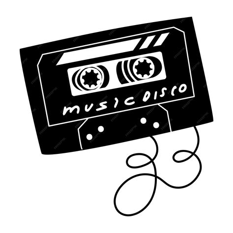 풀린 테이프와 록 음악 카세트 빈티지 8090 년대 로큰롤 음악 밴드 콘서트 파티에 대 한 만화 록 스타 아이콘 펑크 낙서 벡터