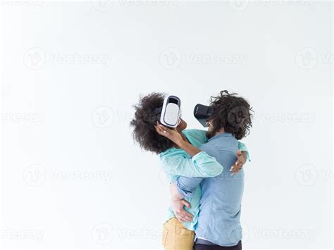 Multiethnic Couple Getting Experience Using Vr Headset Glasses 10954909