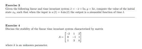 Solved Exercise 3 Given The Following Linear And Time Chegg Com