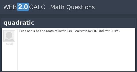 View Question Quadratic