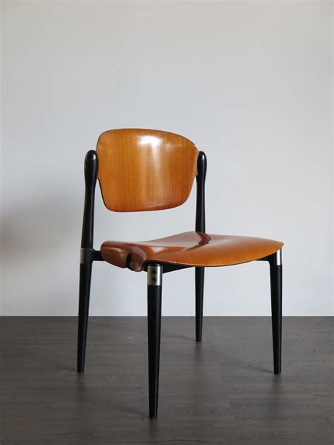Eugenio Gerli For Tecno Italian Curved Wood Dining Chairs Model S832