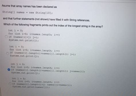Solved Asume That Array Names Has Been Declared As Stringt