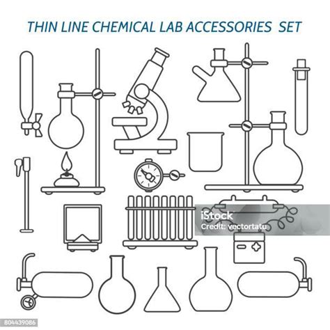細線化學實驗室設備向量圖形及更多互聯網圖片 互聯網 健保和醫療 分析 Istock