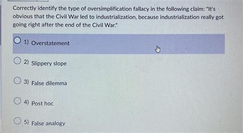 Correctly Identify The Type Of Oversimplification