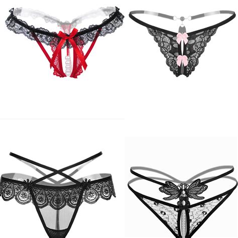 4pcs Sexy Lace Mesh Thongs Low Waist Sheer Lingerie Craze