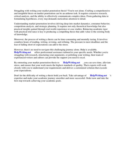 Market Penetration Thesis Pdf Marketing Brand
