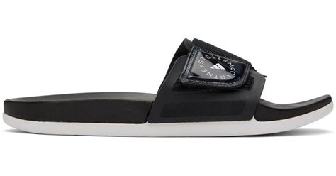 Adidas By Stella Mccartney Black Velcro Slides Lyst