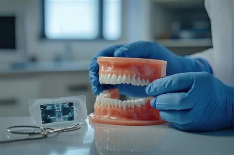 Dentist Holding Dental Model Premium AI Generated Image