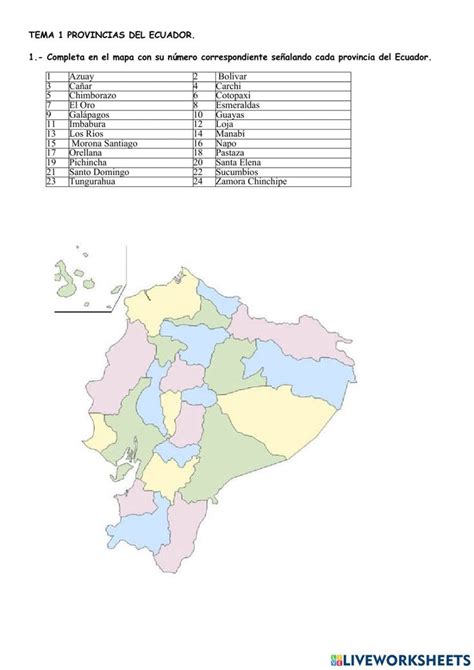 Ficha Online De Provincias Del Ecuador Para 6to Eeb Puedes Hacer Los