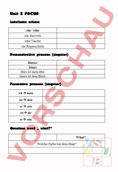 Arbeitsblatt RfE Unit The Most Important Englisch Grammatik