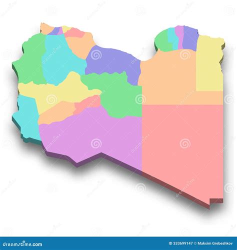 3d Isometric Colored Map Of Libya Stock Illustration Illustration Of