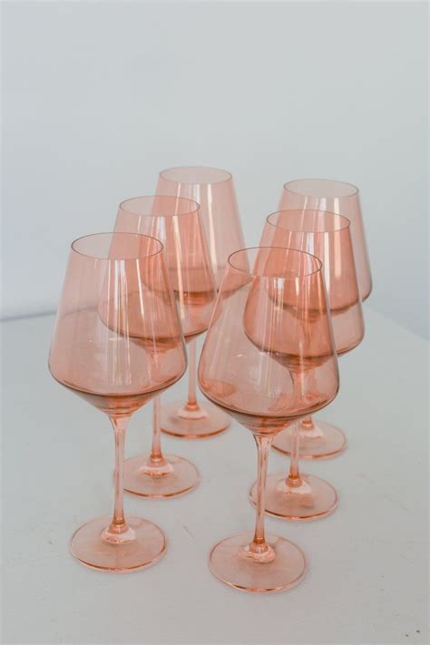 Estelle Colored Wine Stemware Set Of 6 Blush Pink Stemware