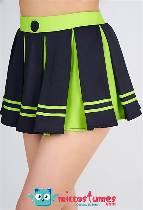 Shego Derivative Cheerleader Costume Kim Possible Black Green Halter Crop Top And Skirt Set