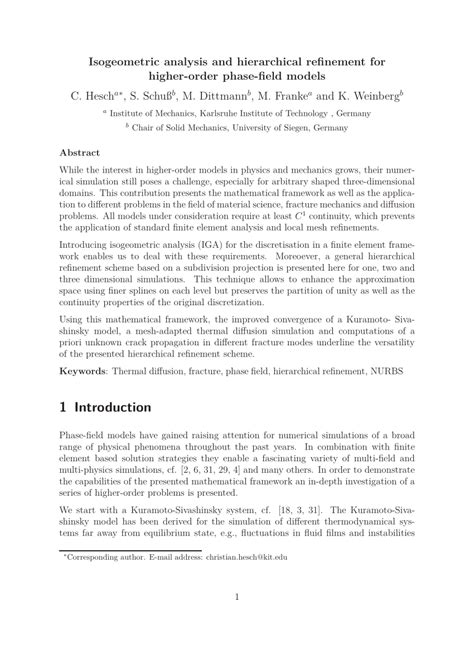 Pdf Isogeometric Analysis And Hierarchical Refinement For Higher Order Phase Field Models