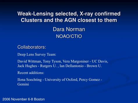 Ppt Weak Lensing Selected X Ray Confirmed Clusters And The Agn