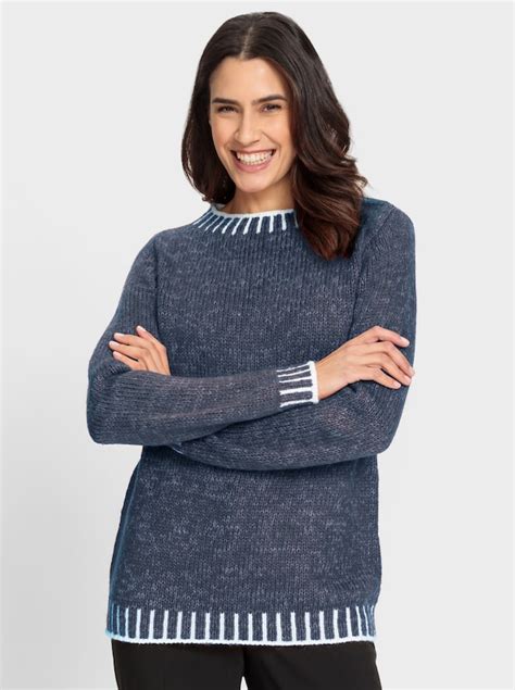 Langarm Pullover In Rauchblau Ecru Gemustert Witt