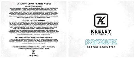 parallax spatial generator keeley electronics guitar effects pedals