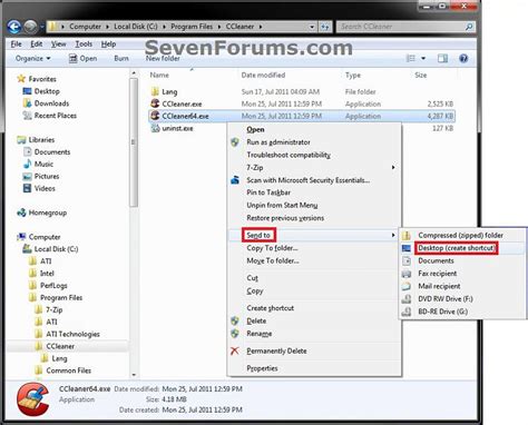Shortcut Create For A File Folder Drive Or Program In Windows