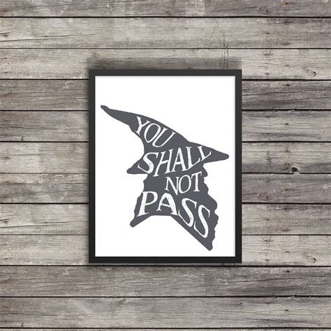 Gandalf Silhouette Poster You Shall Not Pass Minimalist
