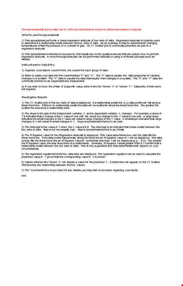 Sample Regression Analysis Excel