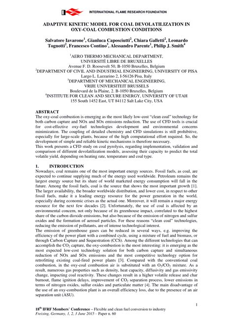Pdf Adaptive Kinetic Model For Coal Devolatilization In Oxy Coal