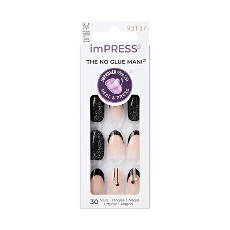 Kiss Impress No Glue Needed Press On Nails Design Beautifall Black