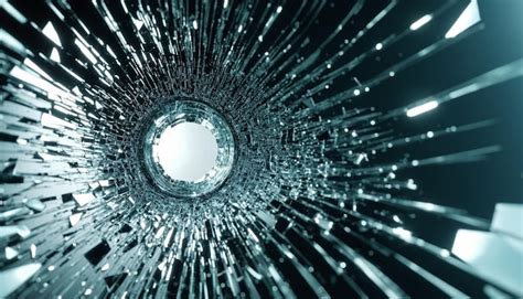 Hole In The Broken Window Glass By A Bullet Shot Circular Cracks