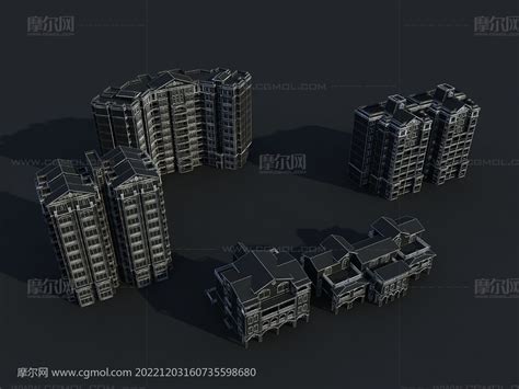 欧式住宅别墅洋房3d模型国外建筑模型下载 摩尔网cgmol