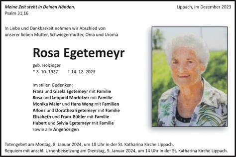 Traueranzeigen Von Rosa Egetemeyr Ostalbtrauer