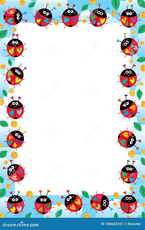 Ladybug Frame Border Vector Illustration 19296538