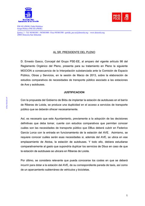 Moción estudio comparativo necesidades transporte asociada a