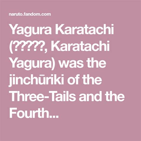 Yagura Karatachi 枸橘やぐら Karatachi Yagura Was The Jinchūriki Of The