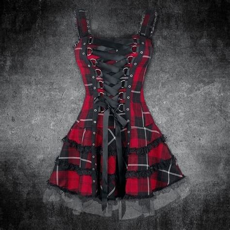 Plaid Lace Up Gothic Mini Dress Gthic Reviews On Judgeme