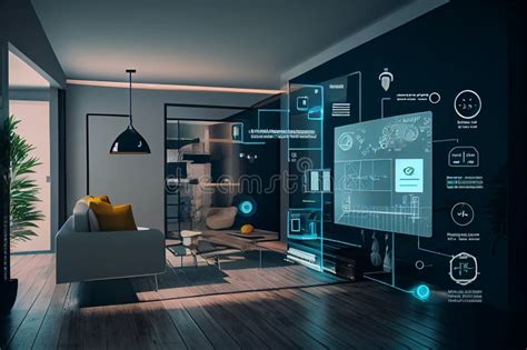 Smart Home Interface With Augmented Realty Of Iot Stock Illustration