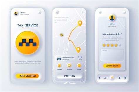 Premium Vector Neomorphic Mobile App Ui Ux Kit Taxi Service Unique