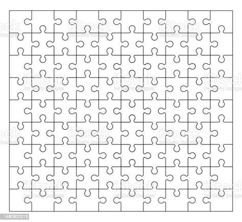퍼즐 그리드 빈 템플릿입니다 90 개의 조각으로 직소 퍼즐 사고 게임을위한 모자이크 배경은 10x9 크기입니다 세부 사항이있는 게임 벡터 10 Eps 슬라이스에 대한 스톡