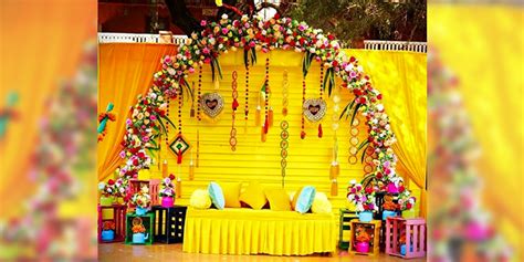 Delightful Haldi Mehendi Themed Decor Floral Party Decorations In