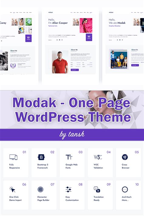 Modak One Page WordPress Theme MasterBundles