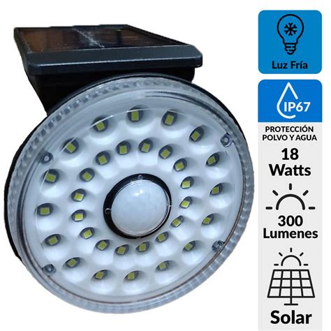 Foco Solar Led Con Sensor 18 W Ip 67 300 Lm Luz Fría Sodimac Falabella