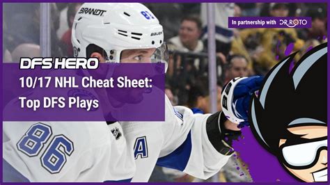 1017 Nhl Cheat Sheet Top Dfs Plays Dfs Hero