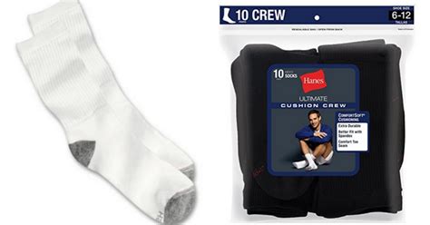 Amazon Hanes Mens Ultimate Cushion Crew Socks 10 Pack 999