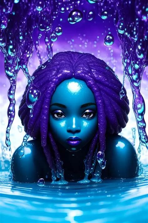 Photo Of Blue Slime Girl Emerging From Puddle Afric