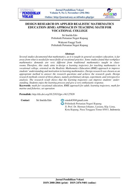 Pdf Design Research On Applied Realistic Mathematics Education Rme Approach In Teaching Math