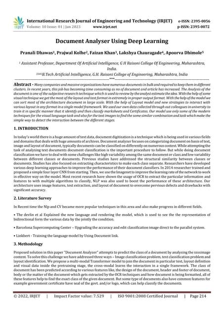 Document Analyser Using Deep Learning Pdf Desktop Publishing Computer Software And