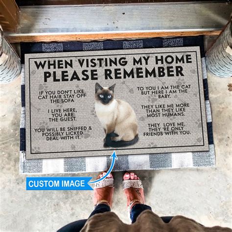 Personalized Siamese Cat Siamese Cat Doormat Visiting My House Doormat