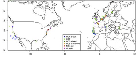 Figure 1 From Quality Control Tests For Oc4 Oc5 And Nir Red Satellite Chlorophyll A Algorithms
